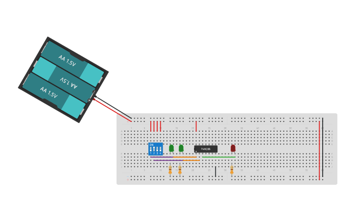 Circuit design 7486 XOR - Tinkercad