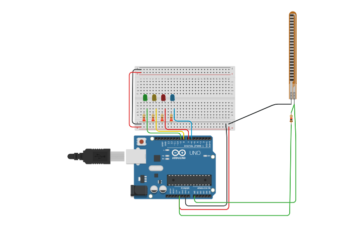 Circuit design flex sensor - Tinkercad
