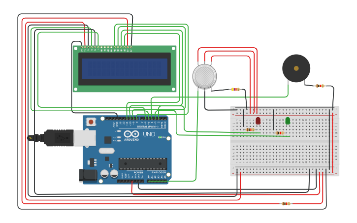 Circuit design Gas Detector - Tinkercad