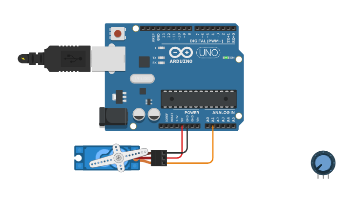 Circuit design Arduino using servo motor - Tinkercad