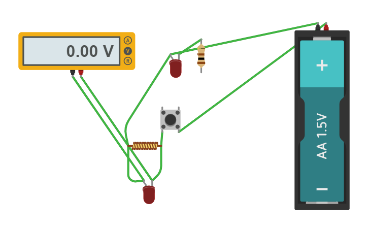 Circuit design Inductive kickback blips LED - Tinkercad