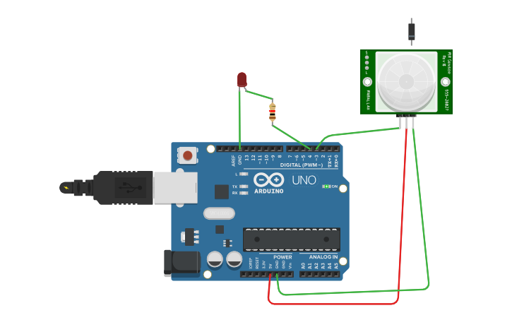 Circuit Design Led Control Pir Sensor Tinkercad