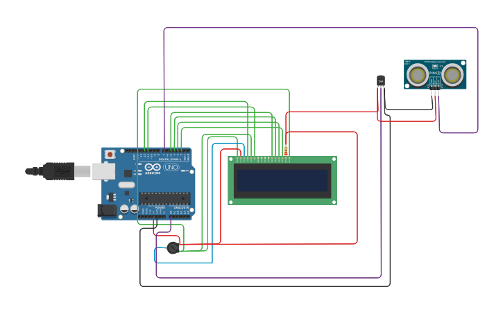 Circuit design Oil Level and Temperature Using Arduino With LCD - Tinkercad