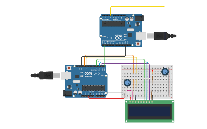 Circuit Design Copy Of Analog Serial Lcd 2 Arduinos Tinkercad