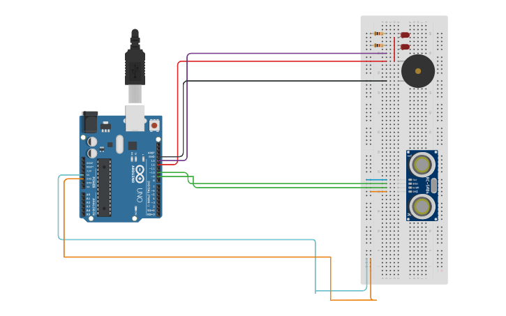 Circuit Design Social Distancing Sensor Tinkercad