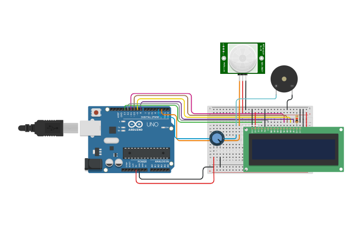 Circuit design Sensor PIR - Tinkercad