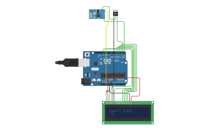 Circuit Design Arduino Lcd And Esp8266 With Sever Connection Tinkercad 5387