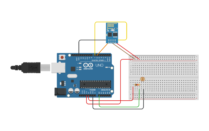 Circuit design circuito- controle via WI-FI - Tinkercad