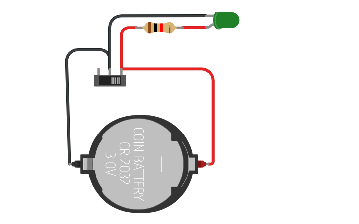 Circuit design LED with Switch - Tinkercad