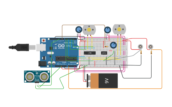 Circuit design Line Following Circuit Simulation - Tinkercad Circuit design Line Following Circuit Simulation - Tinkercad