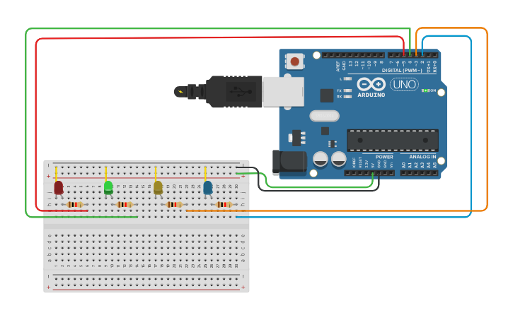 Circuit design LED SERIAL BLINK - Tinkercad