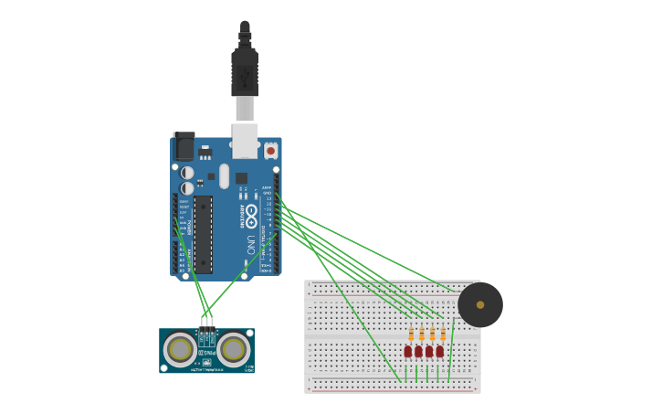Circuit design Distance Sensor - Tinkercad