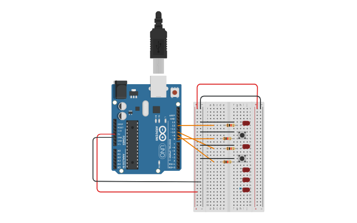 Circuit design version 3 LED | Tinkercad