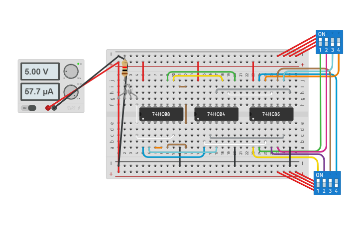 Circuit Design 4 Bit Comparator Tinkercad