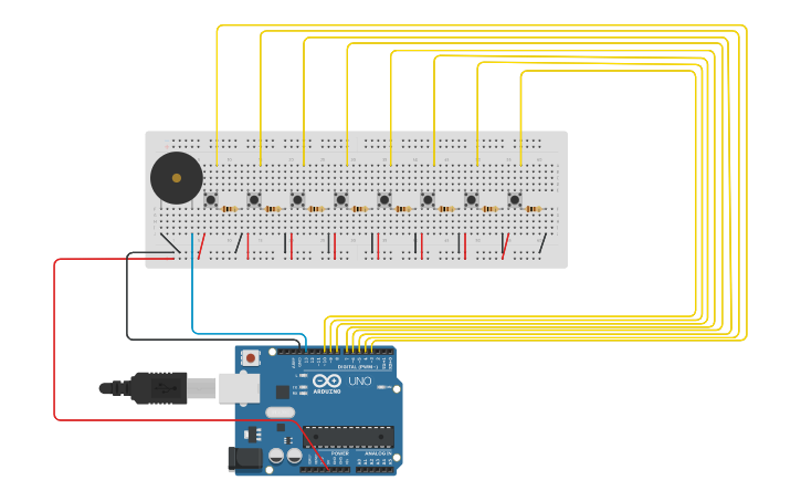 Circuit design Piano | Tinkercad