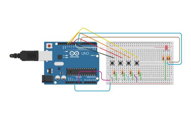 Circuit design RGB LED - Tinkercad