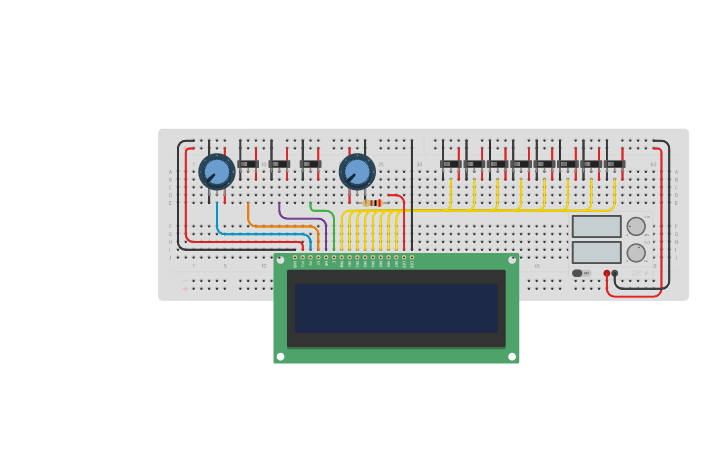 Circuit design 2x16 LCD Screen without Arduino - Tinkercad