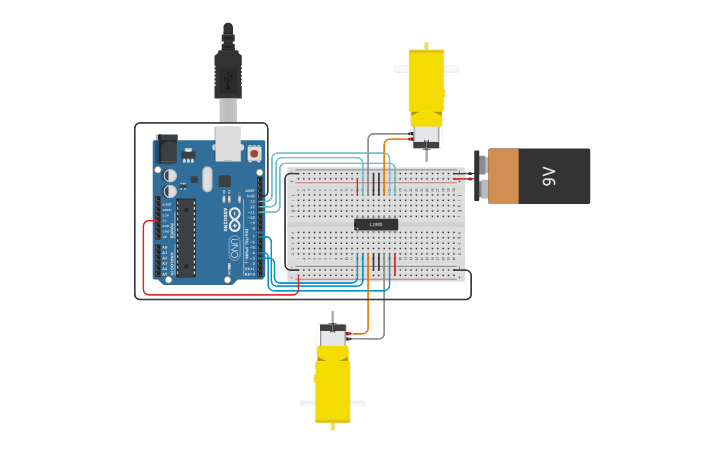 Circuit design Copy of L293D DC Motor Control | Tinkercad