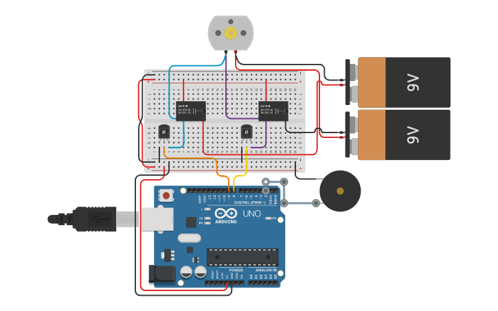 Circuit design Arduino Controlled DC Motor with Relays - Tinkercad Circuit design Arduino Controlled DC Motor with Relays - Tinkercad