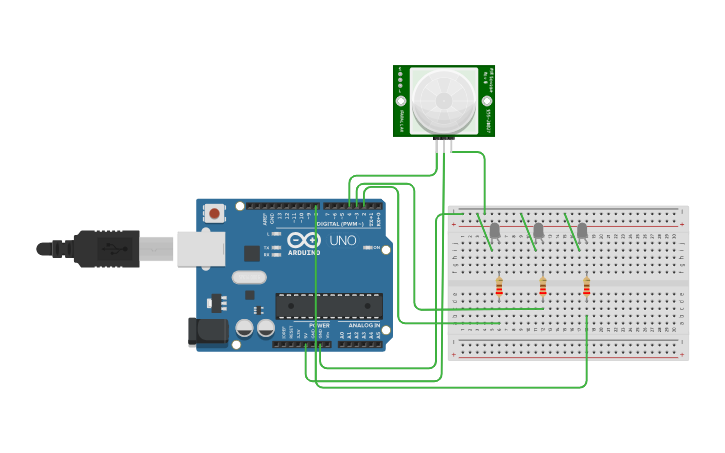 Circuit design 9. INFRARED MOTION SENSOR - Tinkercad
