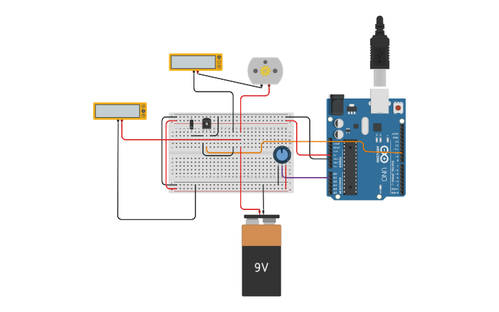 Circuit design Controle de motor CC | Tinkercad