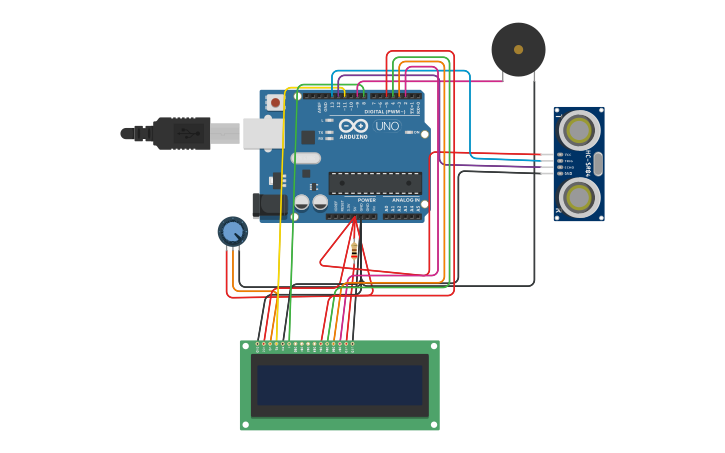 Circuit design Ultrasonic - Tinkercad