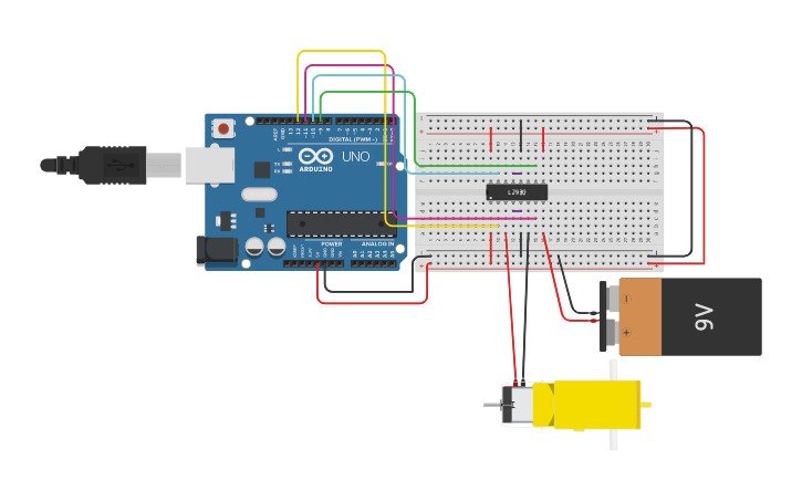 Circuit design Control de un Motor DC con un Módulo L298N - Tinkercad