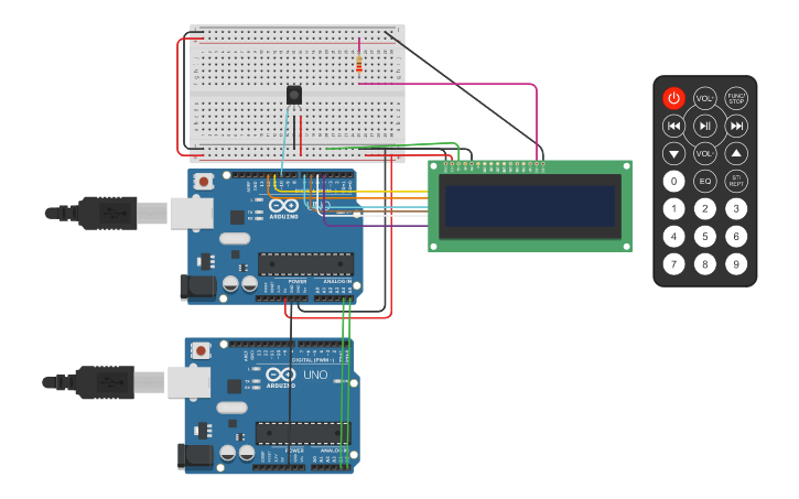 Circuit design LCD with IR Remote - Tinkercad