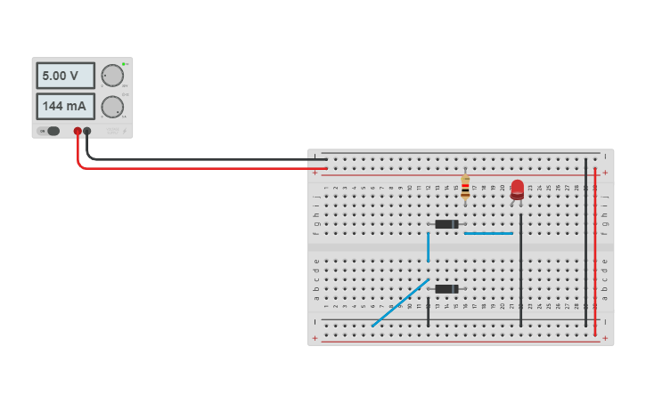 Circuit design DRL NOT Gate - Tinkercad