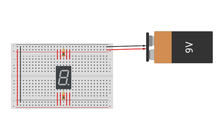 Circuit design Display de siete segmentos - Tinkercad