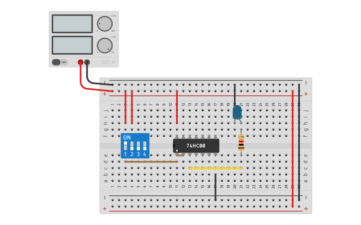 Circuit design NOT using NAND gate | Tinkercad