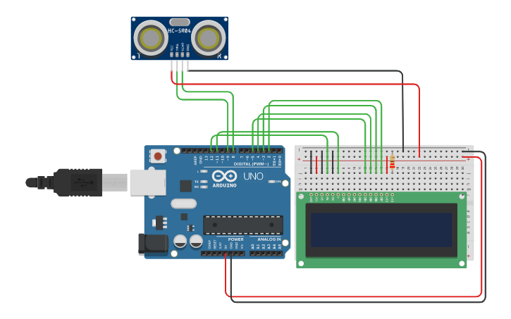 Circuit design Distance on lcd - Tinkercad