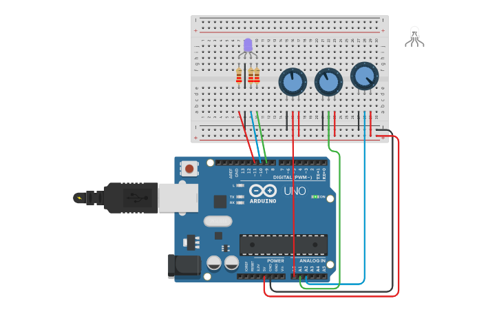 Circuit design Led RGB | Tinkercad