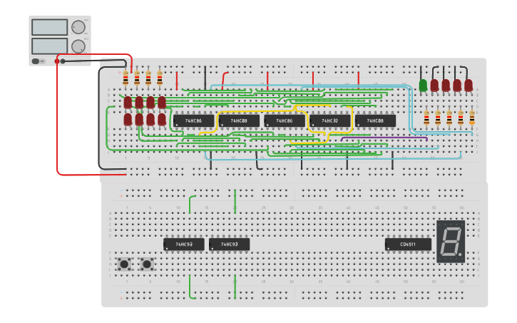 Circuit design Copy of Somador 4 bits - Tinkercad