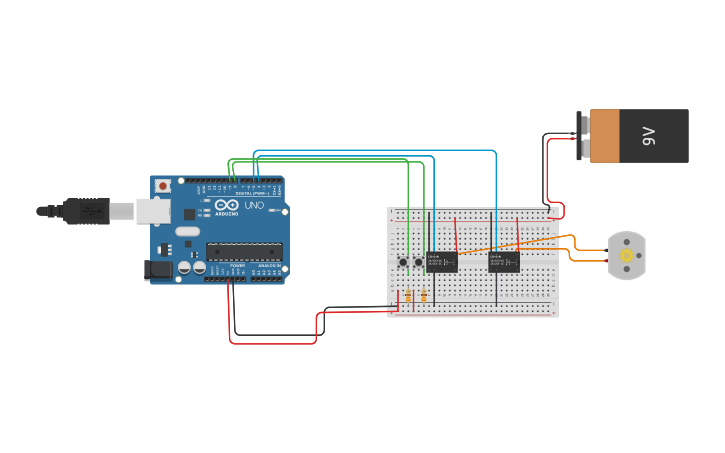Circuit design MOTOR DC - Tinkercad