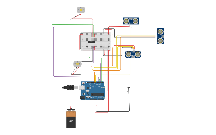 Circuit design ROBOT LABERINTO CON MOTORES DIFERENTES | Tinkercad