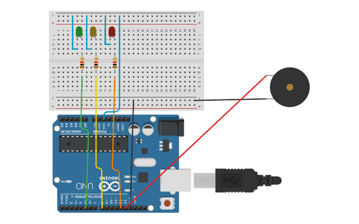 Circuit design PRACTICA 3 SEMAFORO - Tinkercad