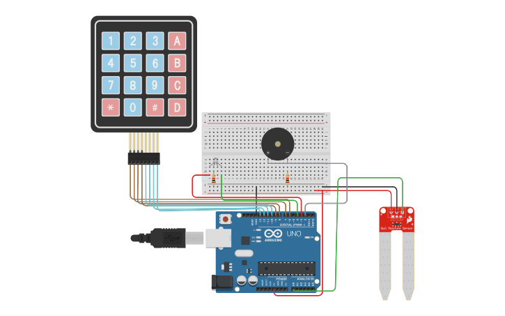 Circuit design Moisture Sensor for Irrigation System - Tinkercad