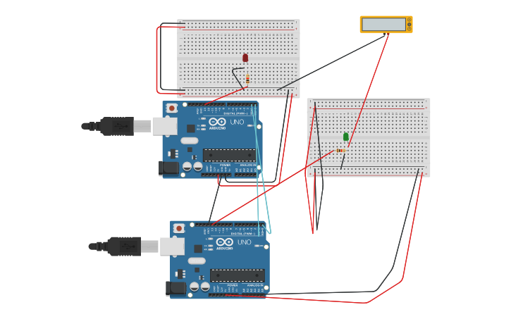Circuit design comunicação arduino | Tinkercad