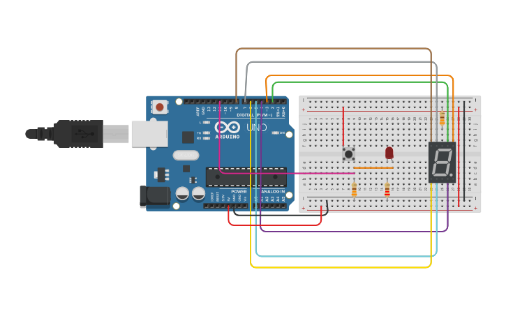 Circuit design contador digital | Tinkercad