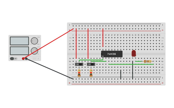 Circuit design PORTA XOR - Tinkercad