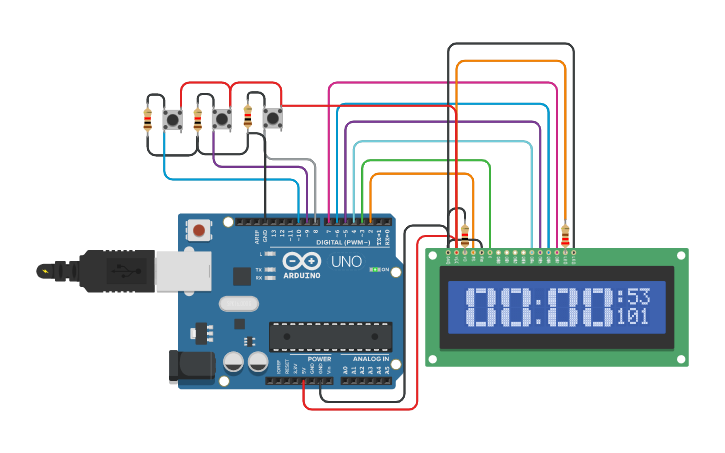 Circuit design StopWatch - Tinkercad