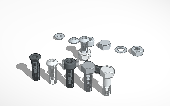 3D design ISO Metric M8x1.25 screws - Tinkercad