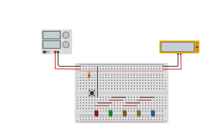 Circuit design Circuito 2 acionamento de leds em paralelo | Tinkercad