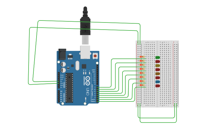 Circuit design LED lightshow - Tinkercad