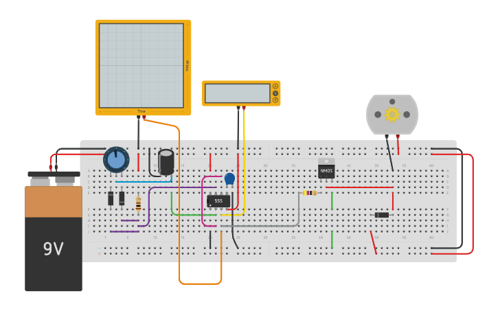 Circuit design PWM com 555 - Tinkercad