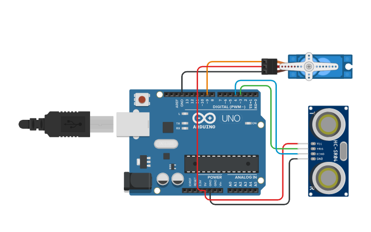 Circuit design Smart Dustbin - Tinkercad