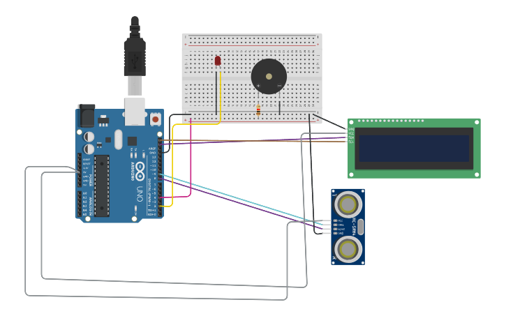 Circuit design Ultrasonic sensor Lab 5 - Tinkercad