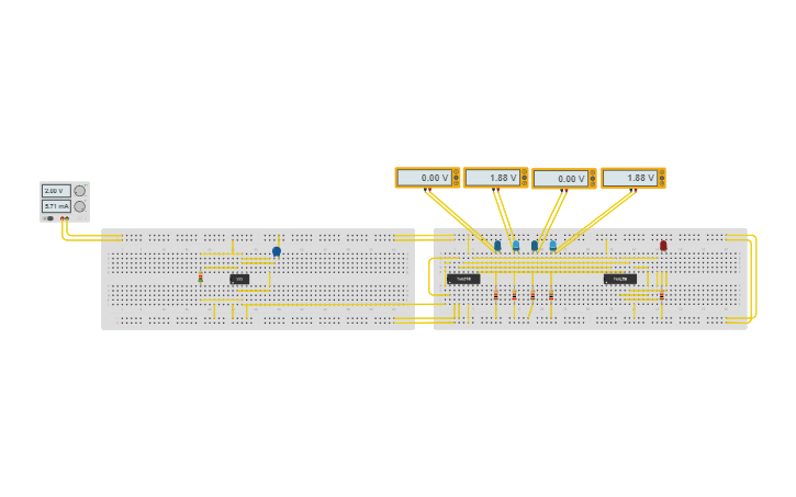 Circuit design Modul 2 Percobaan 2B : Up-Counter | Tinkercad