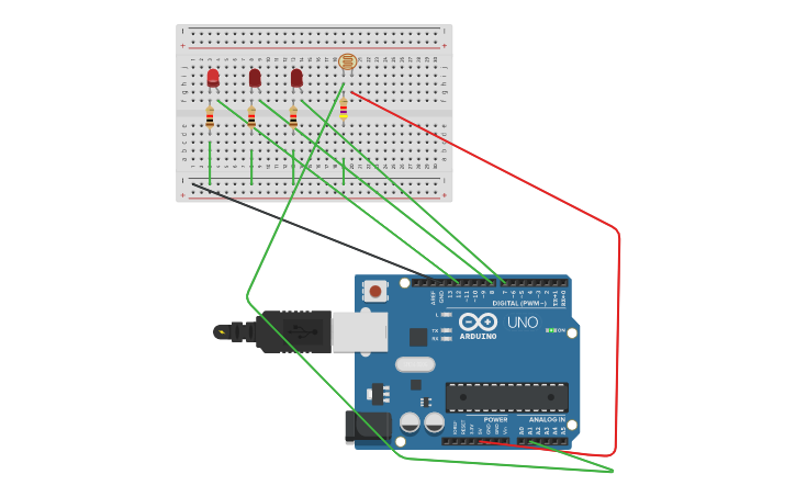 Circuit Design Fotoresistencia Tinkercad